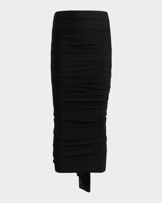 Khaite Aura Drape Midi Skirt | Neiman Marcus
