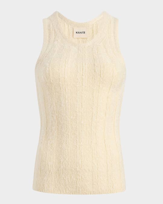 Khaite Lena Wide Rib Cashmere-Silk Tank Top | Neiman Marcus