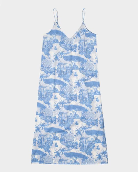 Desmond & Dempsey Toile-Print Cotton Slip Nightie | Neiman Marcus
