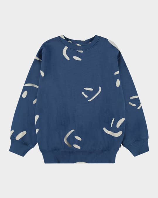 Molo Boy's Monti Happy Face Sweatshirt, Size 3-6 | Neiman Marcus