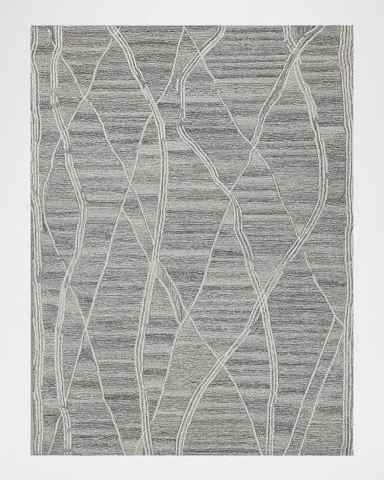 Exquisite Rugs Tangiers Hand-Tufted Gray/Ivory Rug, 5' x 8' | Neiman Marcus