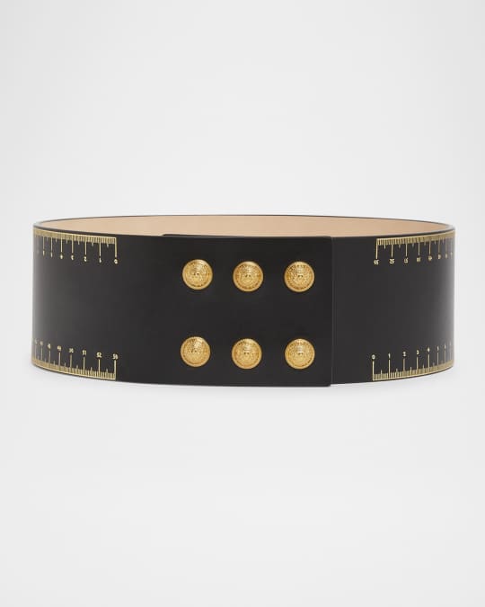 Balmain Wide Leather Belt W/ Couture Pins | Neiman Marcus