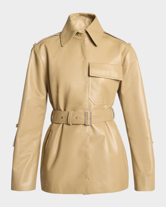 Victoria Beckham Belted Boxy Leather Jacket | Neiman Marcus