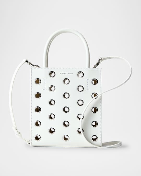 Veronica Beard Small Grommet Leather Shopper Crossbody Bag | Neiman Marcus