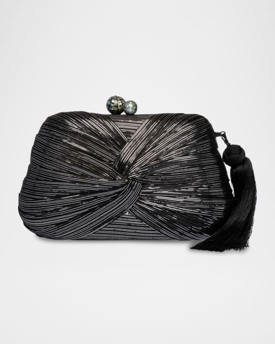 Rafe Rosie Twisted Metallic Straw Clutch Bag | Neiman Marcus