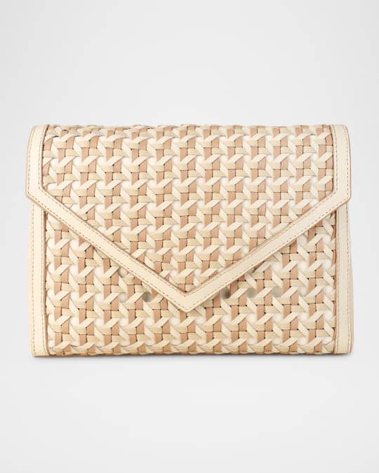 Rafe Jamie Envelope Woven Leather Clutch Bag | Neiman Marcus