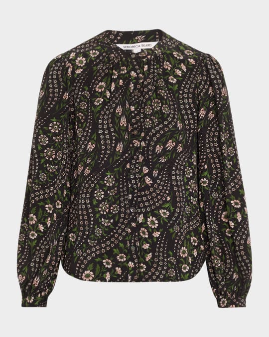 Veronica Beard Ashlynn Floral-Print Silk Top | Neiman Marcus