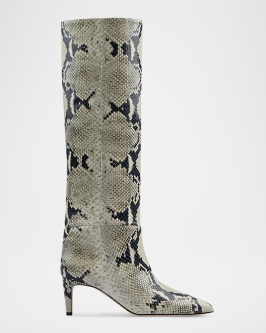 Paris Texas Tall Snake-Embossed Stiletto Boots | Neiman Marcus