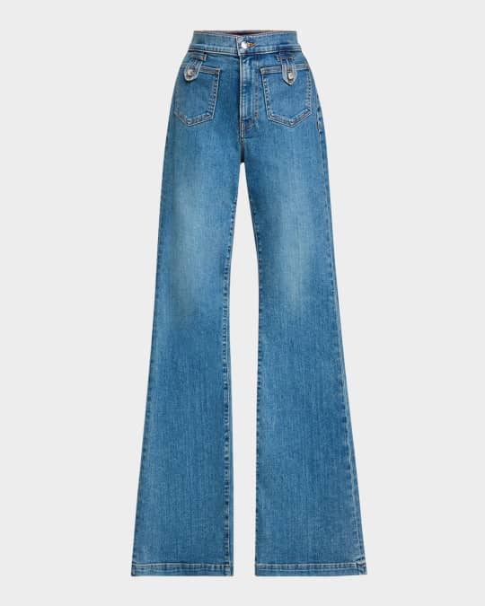 Veronica Beard Beverly High-Rise Skinny Flare Jeans | Neiman Marcus
