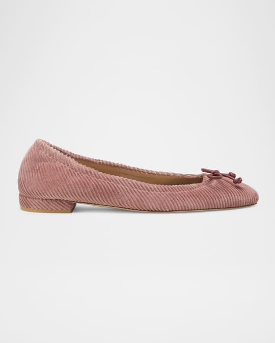 Stuart Weitzman Bria Corduroy Bow Ballerina Flats | Neiman Marcus