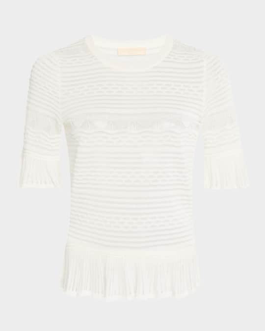 Ulla Johnson Flora Semi-Sheer Textural Knit Top | Neiman Marcus