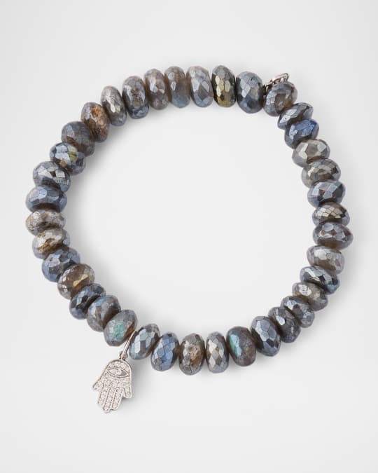 Sydney Evan Mystic Labradorite Bead Bracelet with Mini Pavé Diamond ...
