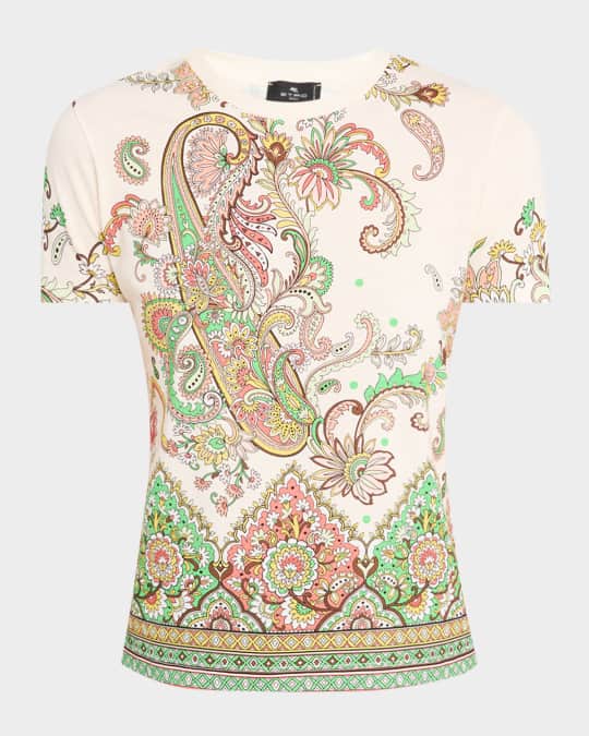 Etro Foliage Engineer Print Short-Sleeve T-Shirt | Neiman Marcus