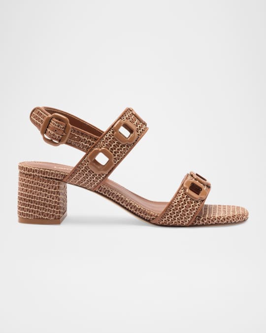 Larroude Milan Raffia Slingback Sandals | Neiman Marcus