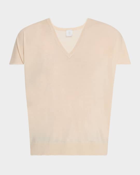 Eleventy Short-Sleeve Merino Wool Sweater | Neiman Marcus