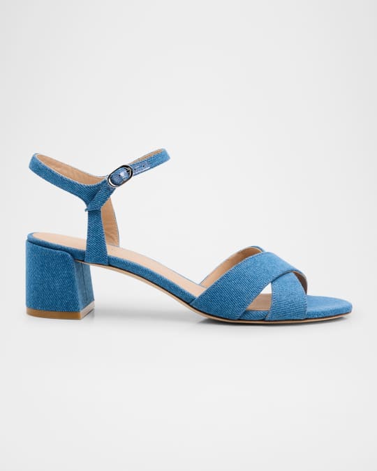 Stuart Weitzman Dayna Denim Crisscross Sandals | Neiman Marcus