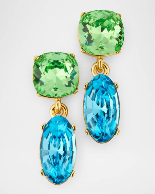Oscar de la Renta Crystal Two-Drop Earrings | Neiman Marcus