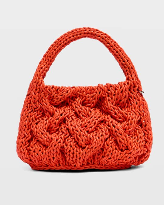 JW Anderson Small Cable Knit Leather Top-Handle Bag | Neiman Marcus