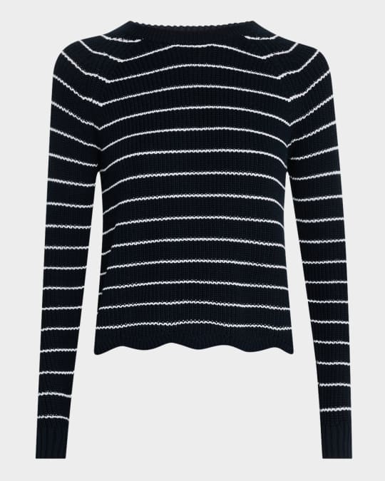 Autumn Cashmere Striped Crewneck Shaker Stitch Sweater | Neiman Marcus