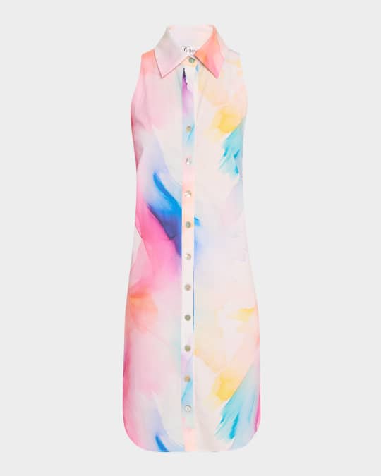 Finley Swing Sleeveless Abstract-Print Shirtdress | Neiman Marcus