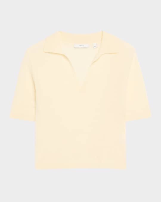 Vince Mulberry Silk and Cashmere Polo Top | Neiman Marcus