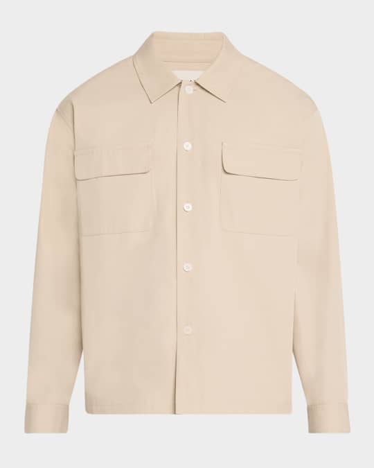 FRAME Men's Cotton Double-Pocket Overshirt | Neiman Marcus