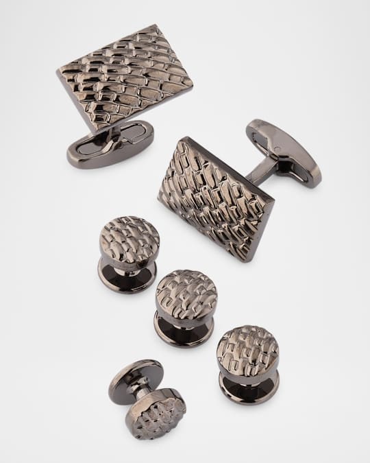 Link Up Men's Rectangle Basketweave Cufflinks | Neiman Marcus