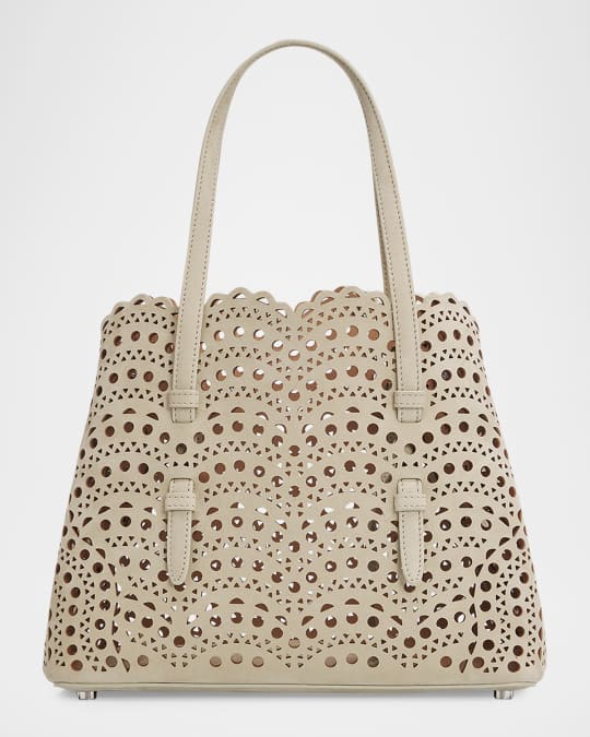 ALAIA Mina 25 Tote Bag in Perforated Nubuck Leather | Neiman Marcus