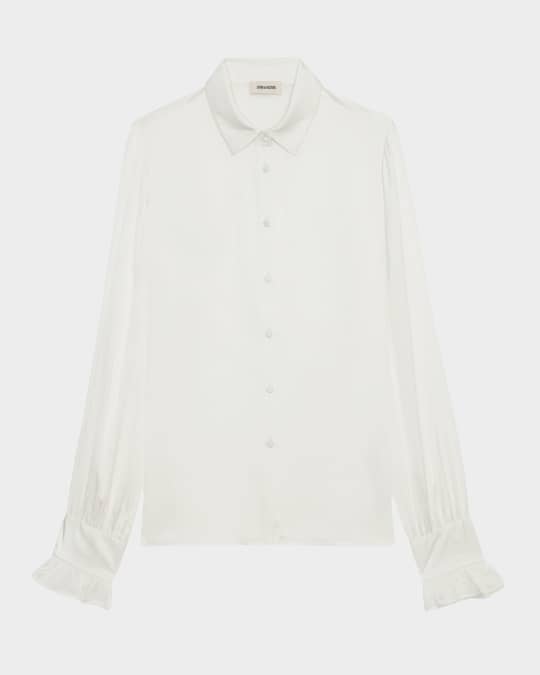 Zadig & Voltaire Thely Satin Button-Front Shirt | Neiman Marcus