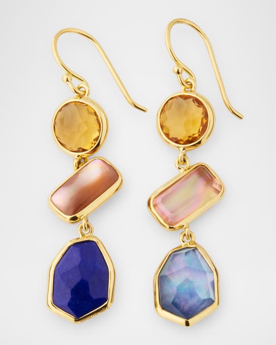Ippolita Rock Candy 18K Yellow Gold 3-Stone Drop Earrings | Neiman Marcus