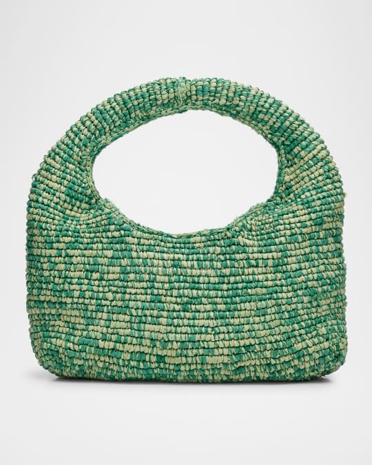 Manebi Halfmoon Raffia Top-Handle Bag | Neiman Marcus