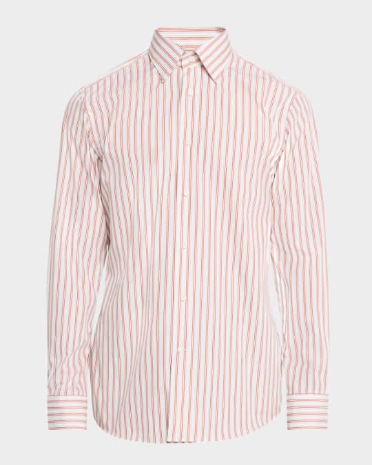BOSS Camel Men's Hays Cotton Stripe Dress Shirt | Neiman Marcus