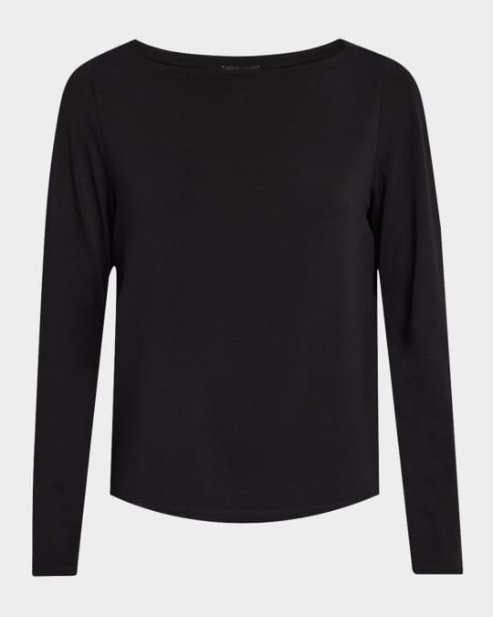 Eileen Fisher Boat-Neck Stretch Jersey Knit Top | Neiman Marcus