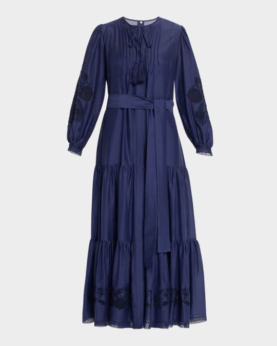 Kobi Halperin Shanice Tiered Floral-Embroidered Maxi Dress | Neiman Marcus
