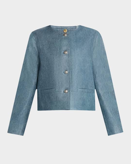 Kobi Halperin Muse Denim-Print Leather Jacket | Neiman Marcus