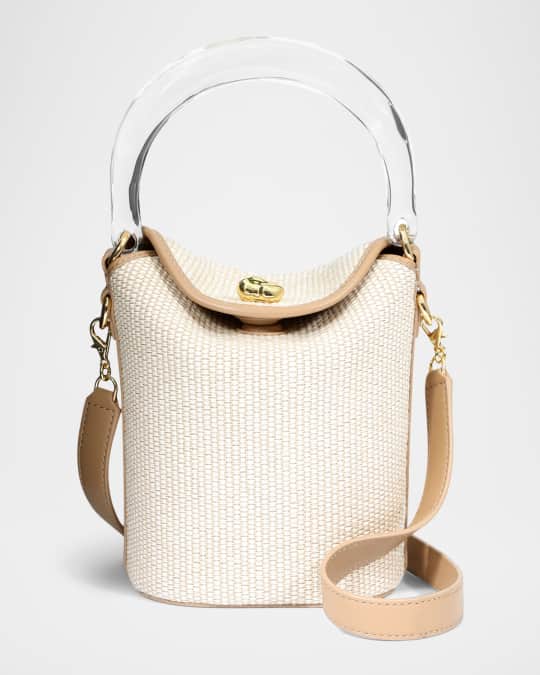 Alexis Bittar Liquid Lucite Raffia & Leather Bucket Bag | Neiman Marcus