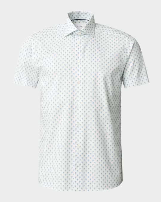 Eton Men's Signature Twill Palm-Print Short-Sleeve Shirt | Neiman Marcus