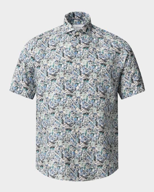 Eton Men's Signature Linen Mosaic Floral Dress Shirt | Neiman Marcus