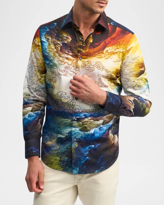 Robert Graham Men's Wrath Bird and Serpent-Print Sport Shirt | Neiman Marcus