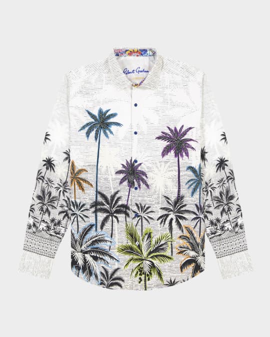 Robert Graham Men's Multicolor Palm Tree Woven Sport Shirt | Neiman Marcus