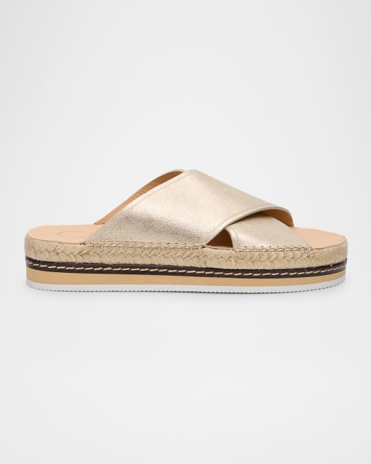 Odissi Lily Leather Criss-Cross Espadrille Sandals | Neiman Marcus