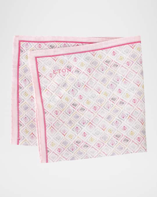 Eton Men's Diamond-Print Linen Pocket Square | Neiman Marcus