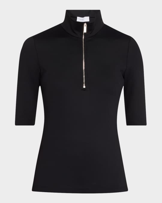 Rosetta Getty Short-Sleeve Zip-Up Polo Shirt | Neiman Marcus