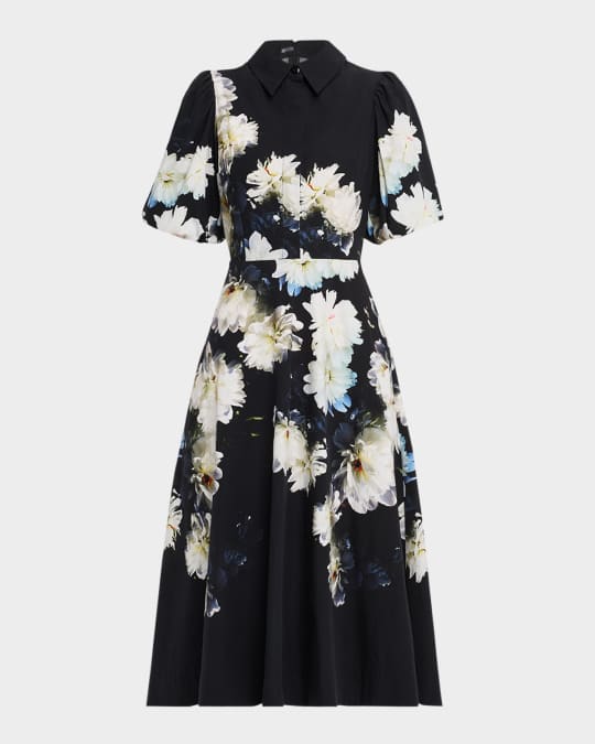 Rickie Freeman for Teri Jon Floral-Print Cotton Midi Shirtdress ...