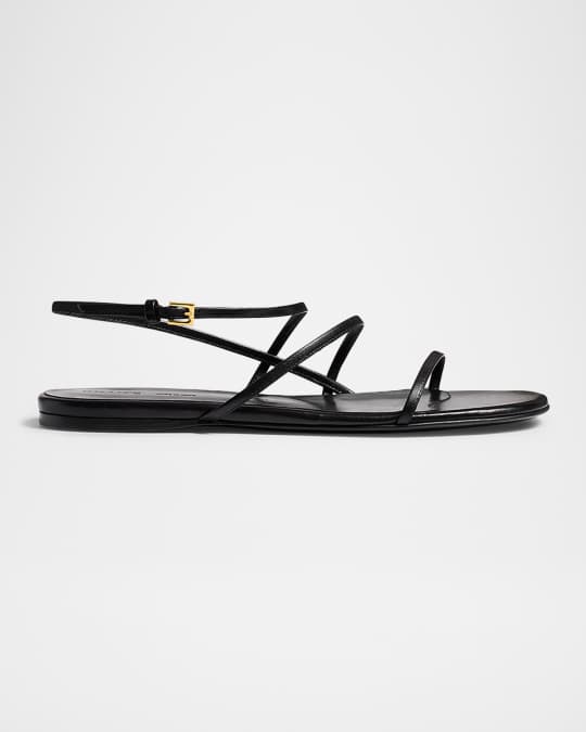 Khaite Strappy Leather Flat Sandals | Neiman Marcus