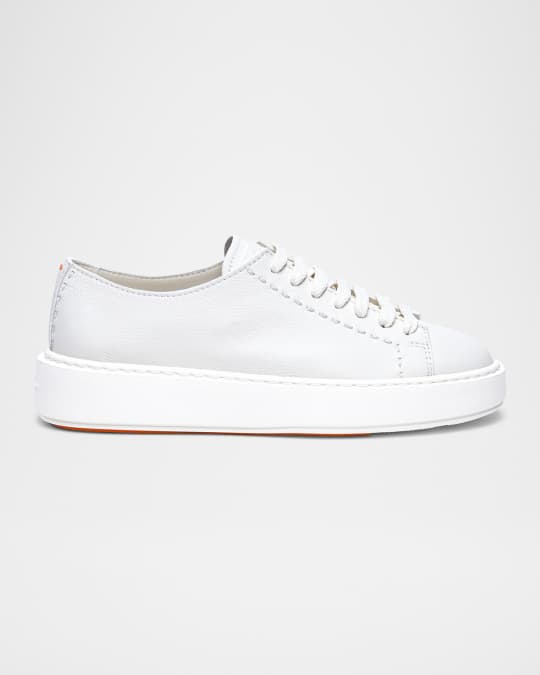 Santoni Clean Low-Top Leather Sneakers | Neiman Marcus