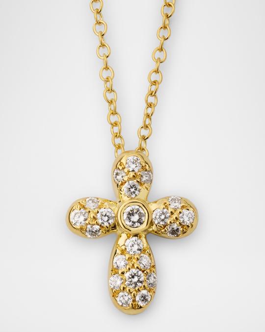Suna Bros 18K Yellow Gold Diamond Cross Pendant Necklace | Neiman Marcus