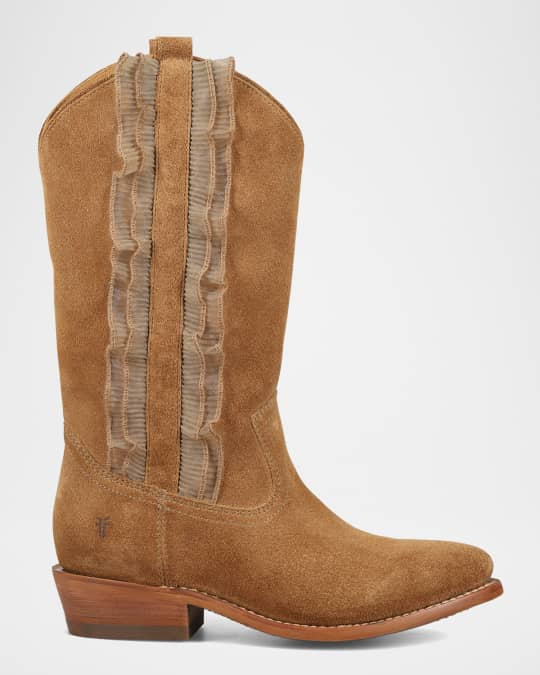Frye Billy Suede Ruffle Western Boots | Neiman Marcus