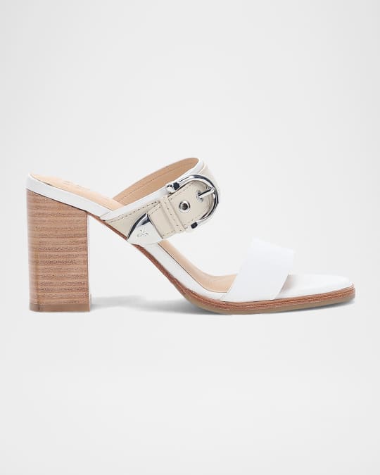 Frye Stella Leather Buckle Dual-Band Sandals | Neiman Marcus