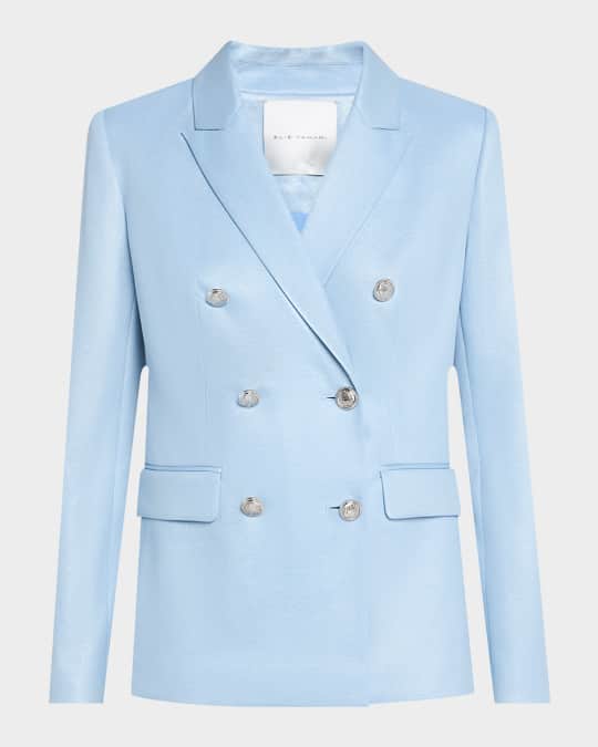 Elie Tahari The Mabel Double-Breasted Metallic Blazer | Neiman Marcus